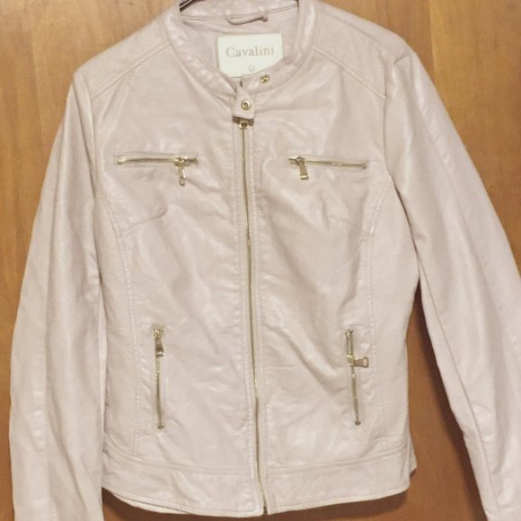 Cavalini | Jackets & Coats | Cavalini Pale Blush Biker Fauz Leather ...
